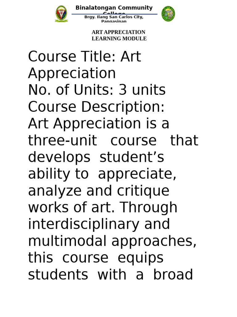 Art Appreciation Course Overview | PDF | Drawing | Camera