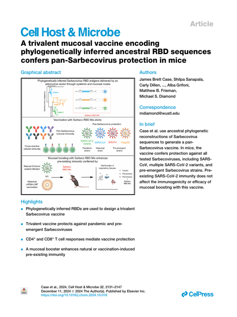 A Trivalent Mucosal Vaccine Encoding Phylogenetica | PDF ...