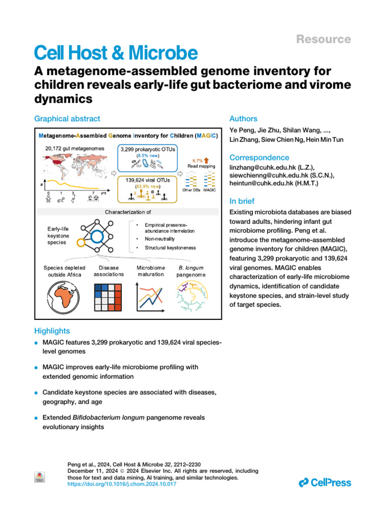 A Metagenome Assembled Genome Inventory For Childr | PDF | Bacteriophage | Virus