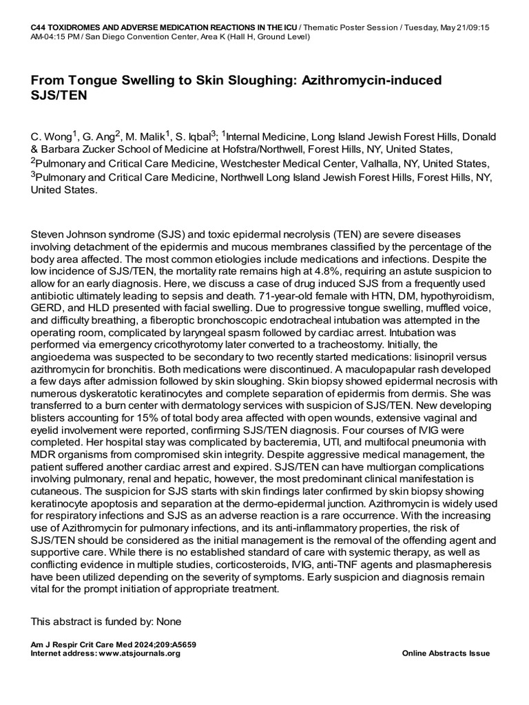 Ang Et Al 2024 From Tongue Swelling To Skin Sloughing Azithromycin ...