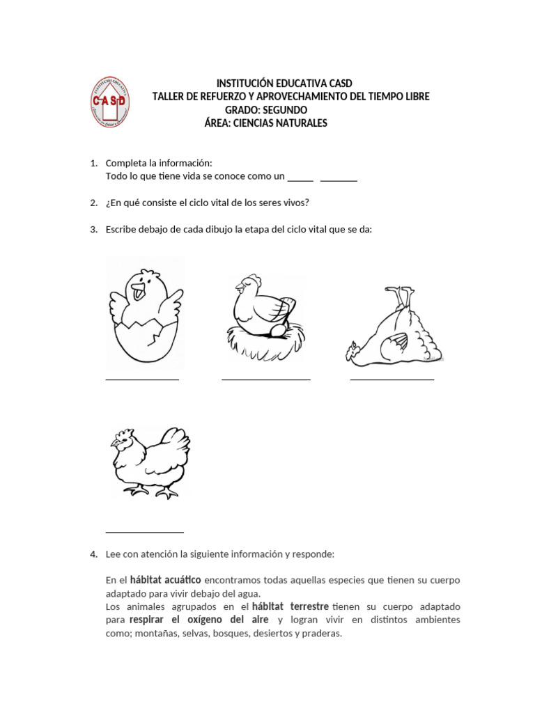 Ciencias Naturales Taller de Refuerzo Grado 2 | PDF | Fotosíntesis ...