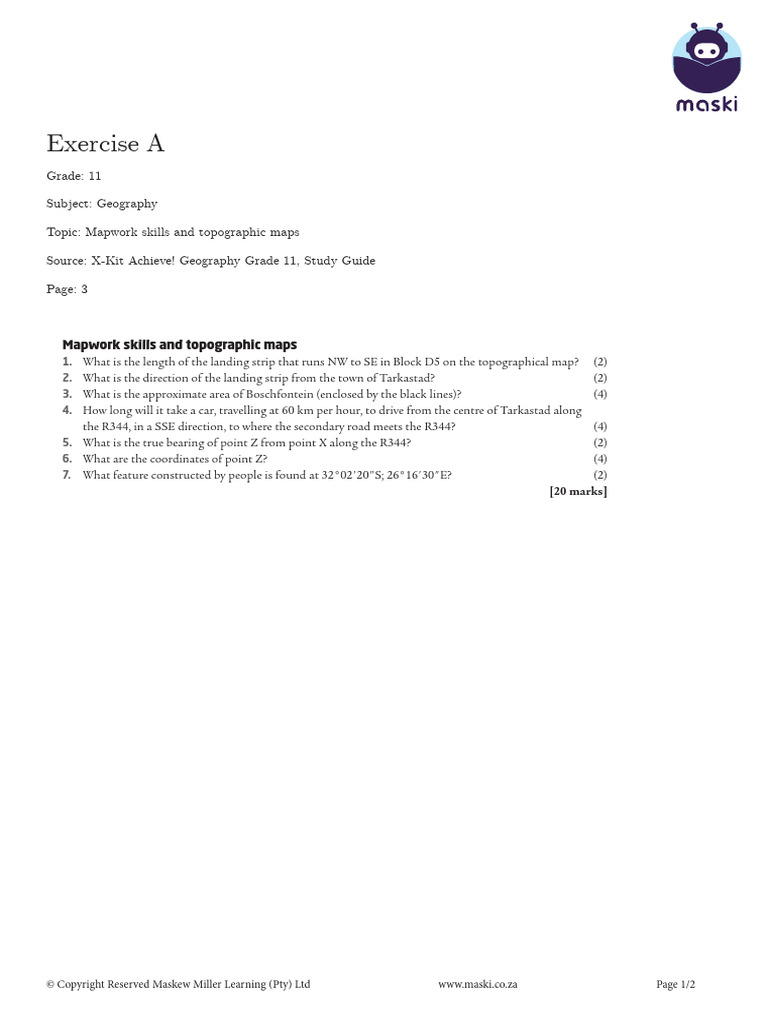 GEO_G11_Earths_energy_balance_Mapwork_skills_and_topographic_maps_Exercise_A_P3 | PDF ...