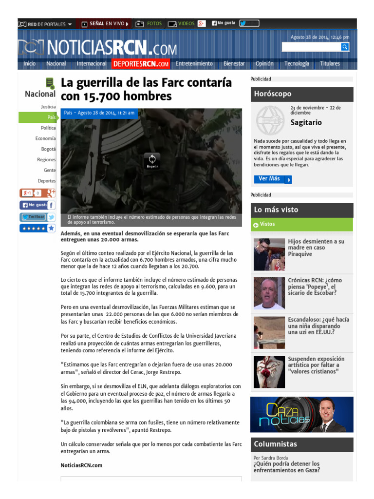 La Guerrilla de Las Farc Contaría Con 15 | PDF | Guerra de guerrillas
