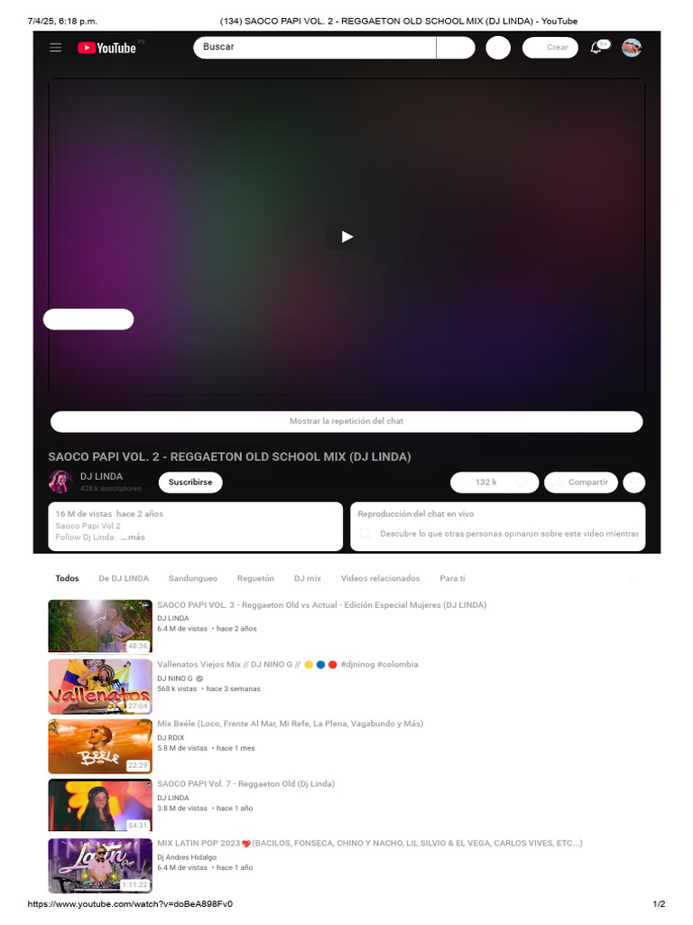 SAOCO PAPI VOL. 2 - REGGAETON OLD SCHOOL MIX (DJ LINDA) - YouTube | PDF | Música contemporánea ...