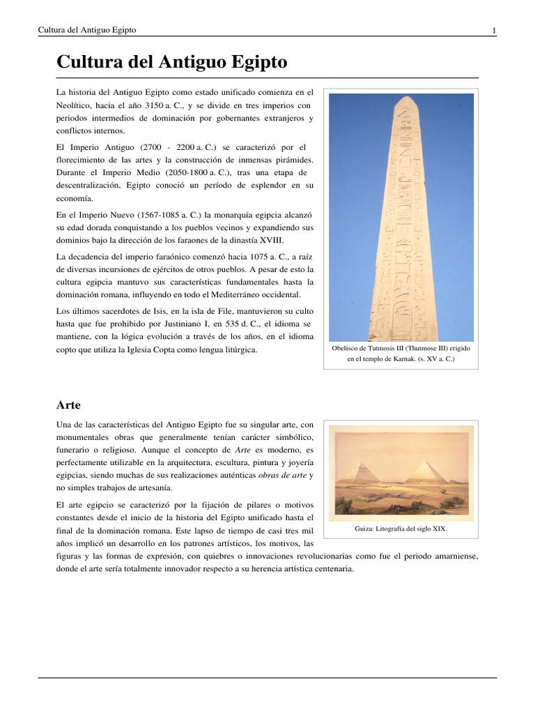 Cultura y arte del Antiguo Egipto | PDF | Antiguo Egipto