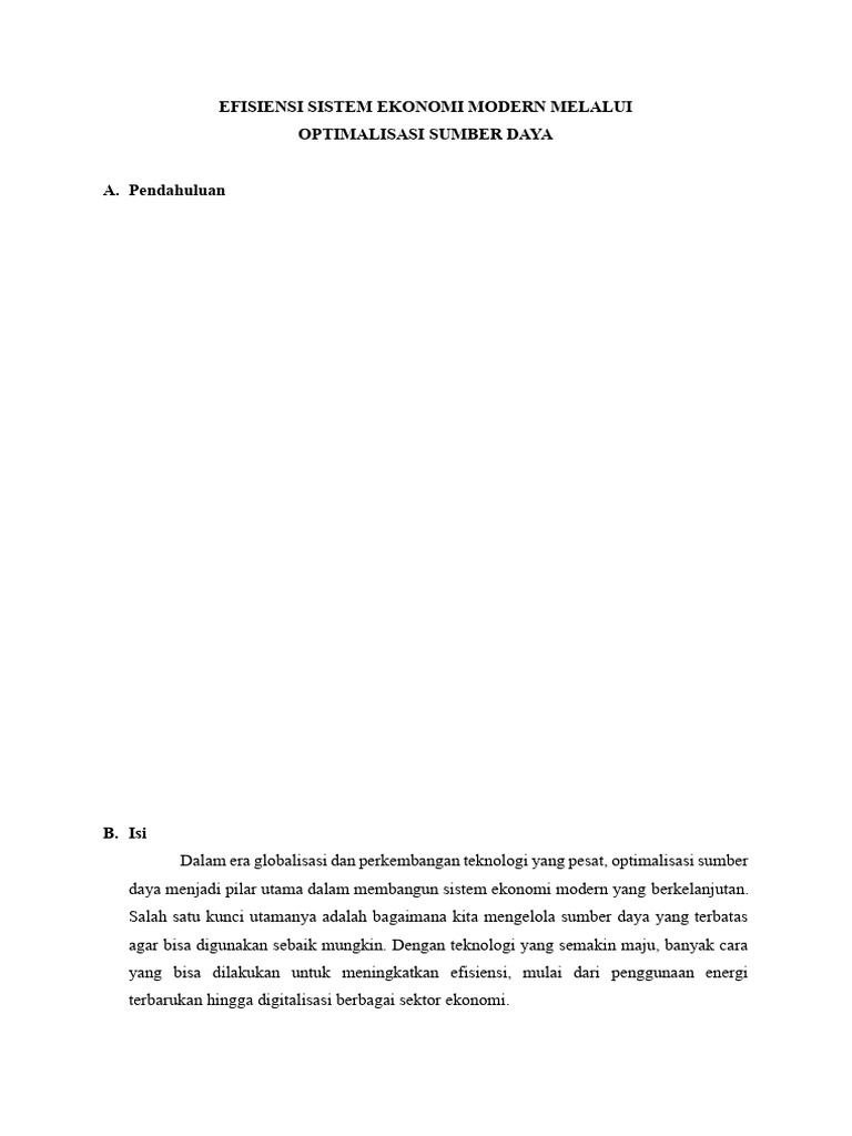 EFISIENSI SISTEM EKONOMI MODERN MELALUI OPTIMALISASI SUMBER DAYA | PDF