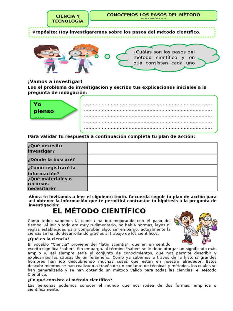 Pasos del Método Científico para Niños | PDF | Método científico | Science
