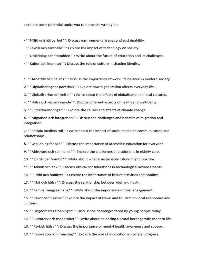 Writing Topics for Social Issues | PDF