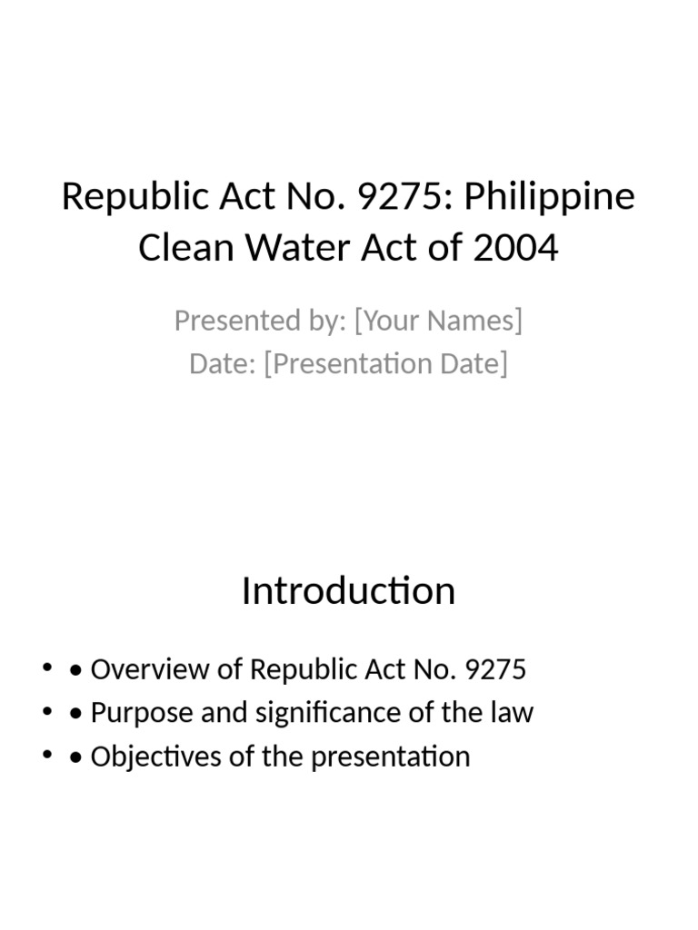 RA 9275 Presentation | PDF