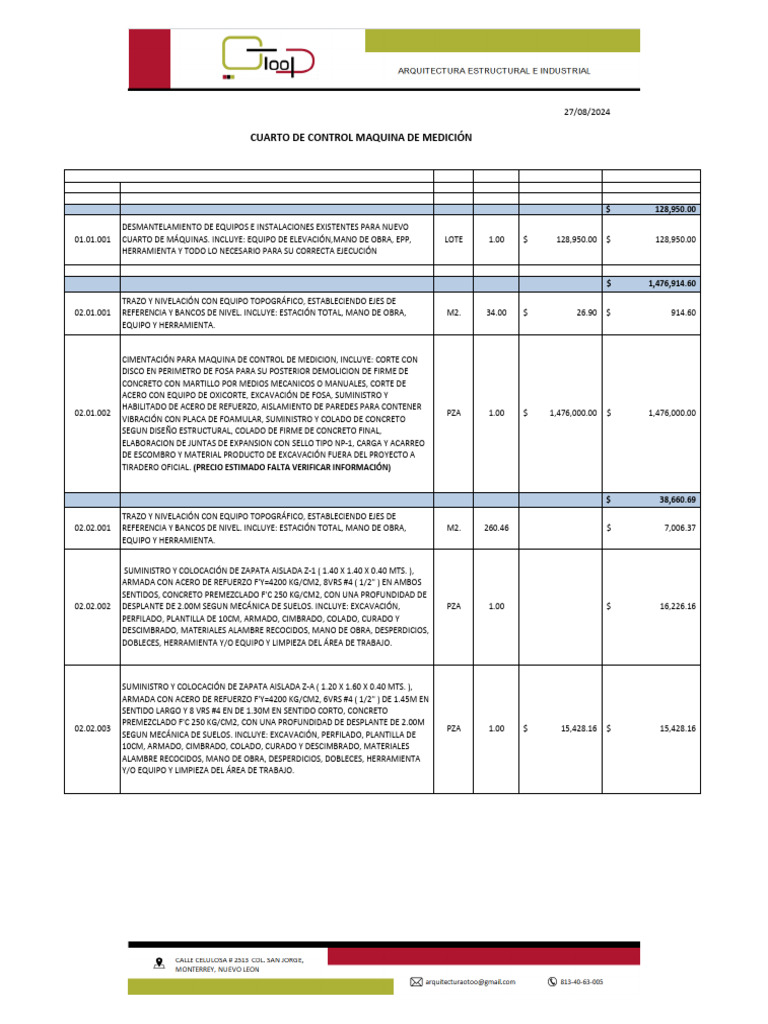 PRESUPUESTO 270824 | PDF | Tornillo | Tubería (transporte de fluidos)