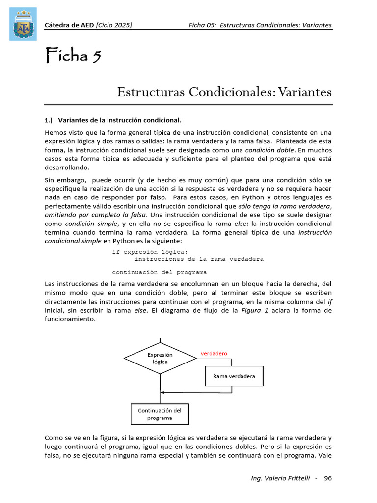 Ficha 05 [2025] - Estructuras Condicionales - Variantes | PDF | Python ...