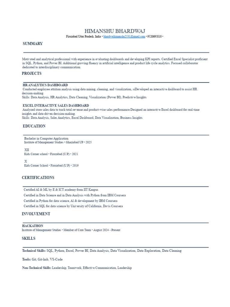 Himanshu bhardwaj.resume (3) | PDF