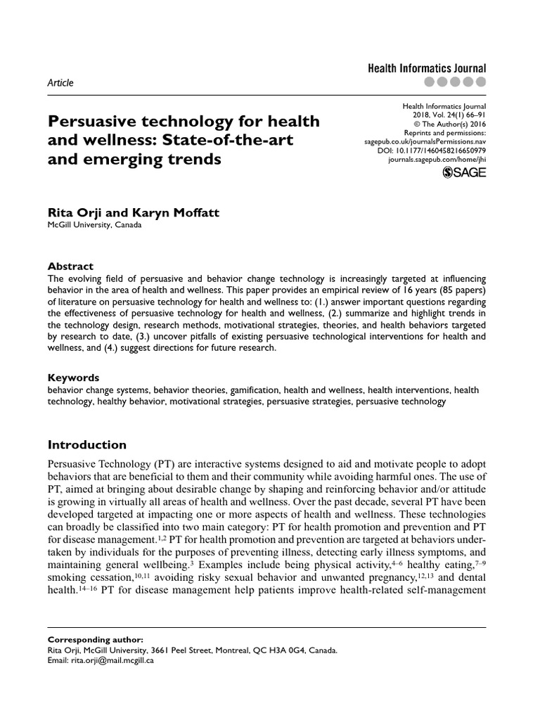 Persuasive Technology in Health: Trends and Insights | PDF | Behavior ...