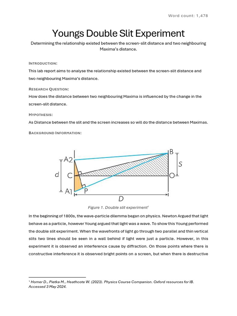 Youngs Double Slit Experiment | PDF | Diffraction | Wavelength