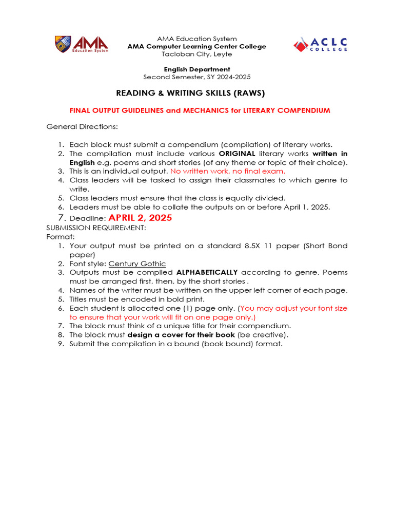 RAWS-FINAL-OUTPUT-GUIDELINES-2 | PDF