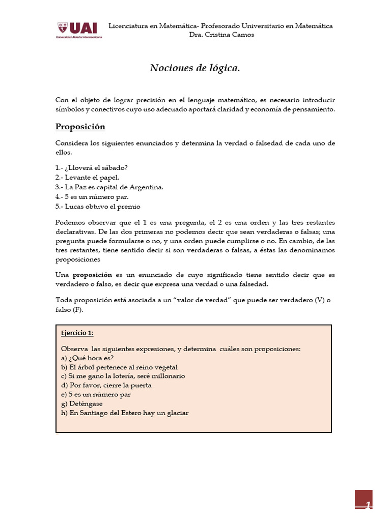 01-Nociones de Lógica | PDF | Proposición | Si y solo si