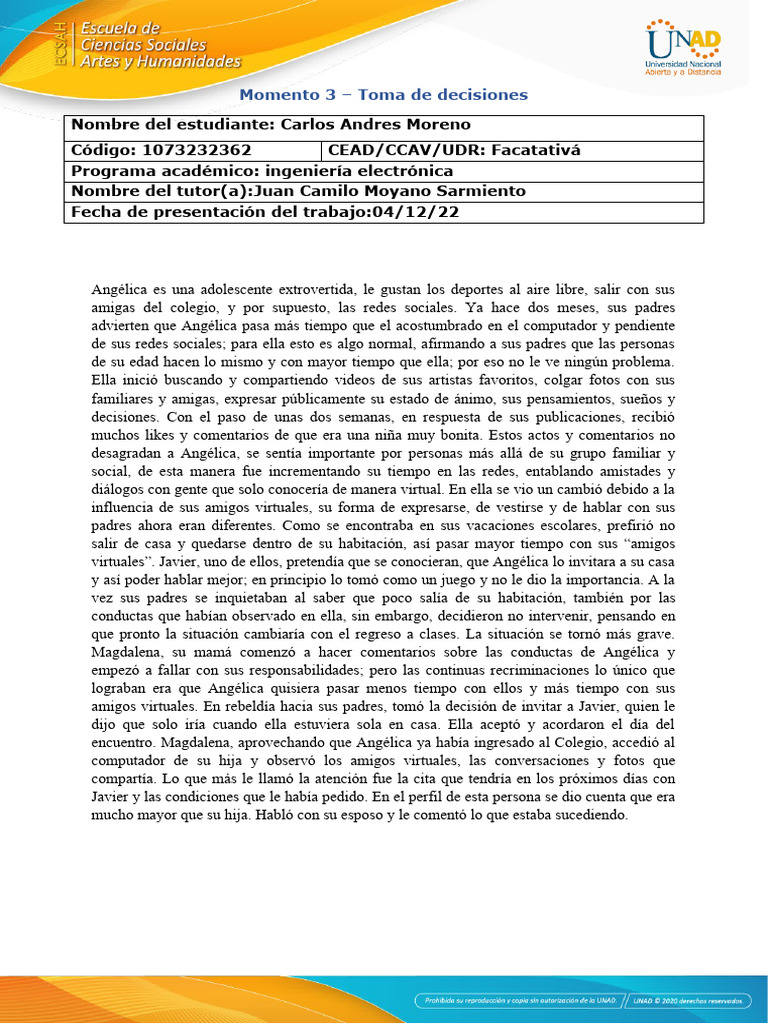 Momento 3 - Toma de Decisiones - Carlos Coy | PDF | Acoso cibernético ...