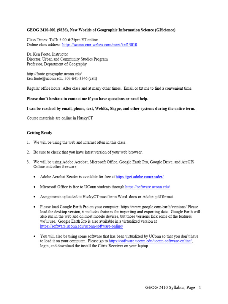 GEOG2410 Syllabus and Schedule Spring 2022 | PDF | Geographic ...
