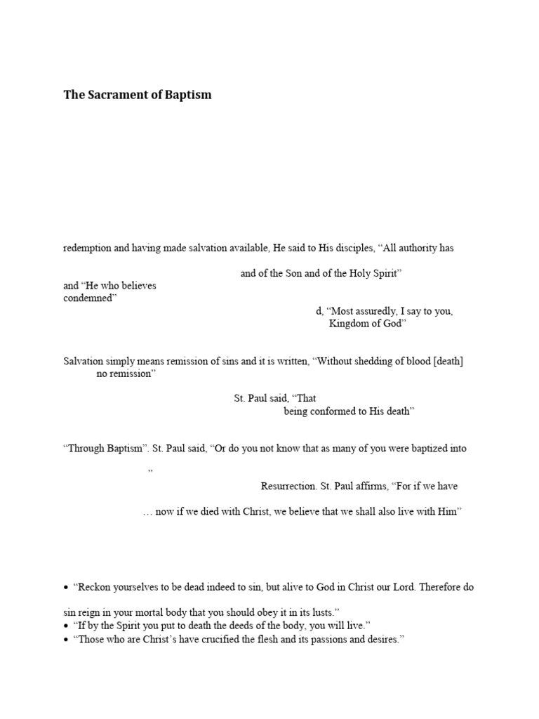 The Sacrament of Baptism Order and Explanation | PDF | Baptism | Jesus