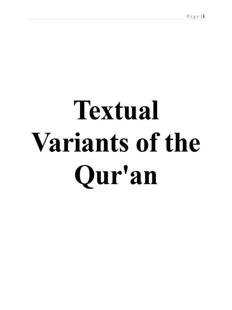 Textual_Variants_of_the_Quran | PDF | Quran | Islam