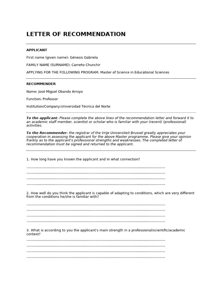 Recommendation for Génesis Carreño | PDF | Science | Learning