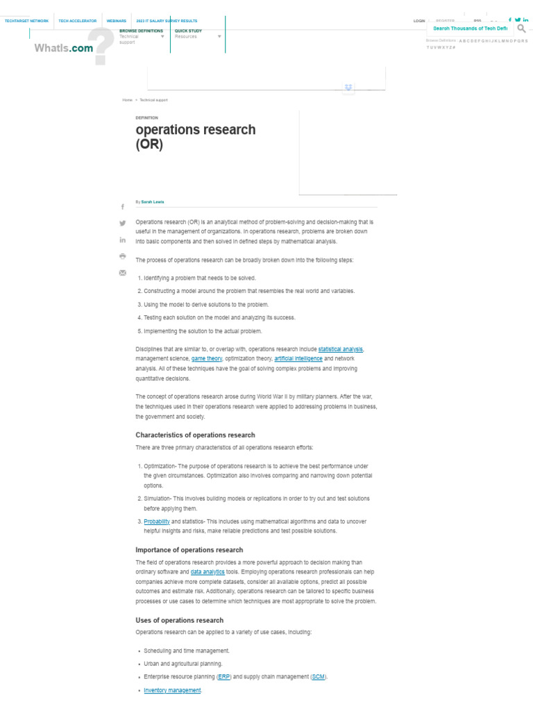 What Is Operations Research and Why Is It Important | PDF | Operations Research | Analysis