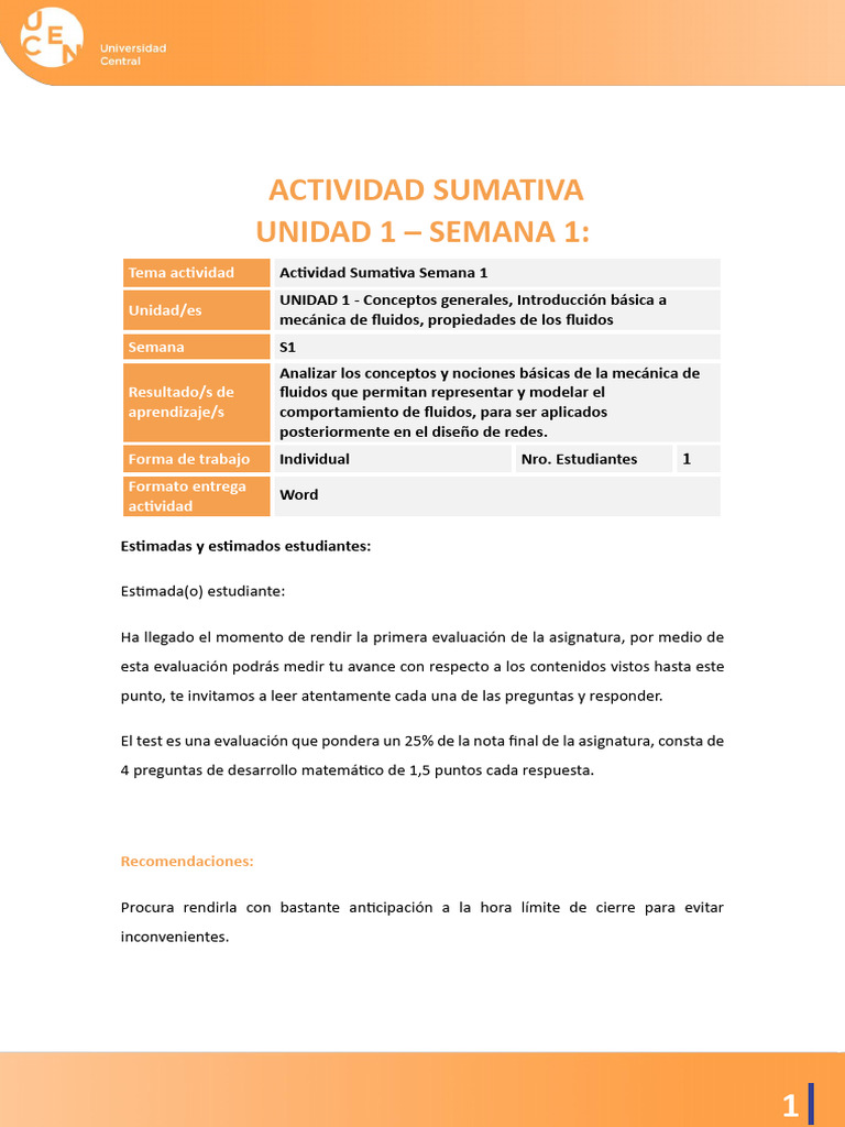 Actividad Sumativa Semana 1 | PDF | Densidad