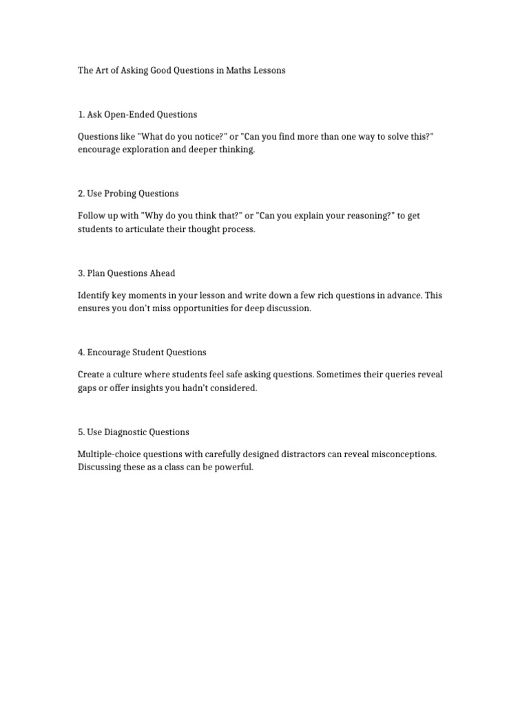 Guide 2 the Art of Asking Good Questions | PDF