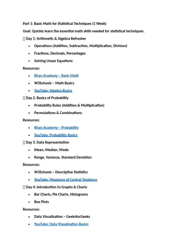 BCS40 - Part 1 - Basic Math For Statistical Techniques (1 Week) | PDF ...