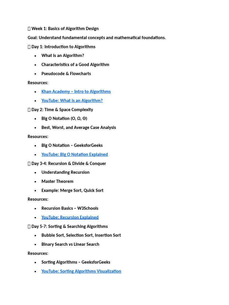 BCS42 - Study Plan for Introduction to Algorithm Design | PDF | Dynamic Programming | Algorithms