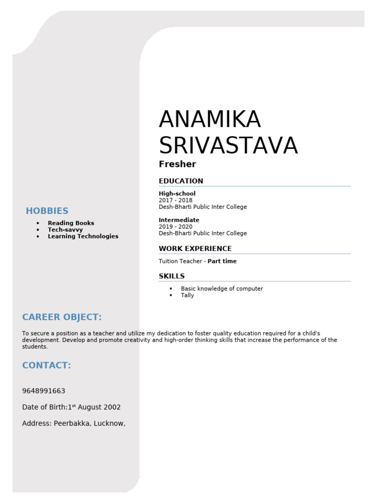 Anamika Srivastava-Resume | PDF