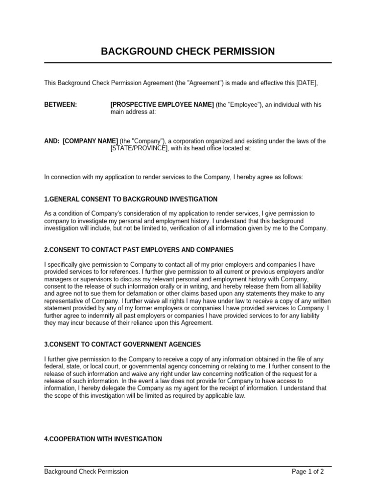 Background Check Consent Agreement | PDF | Background Check | Government