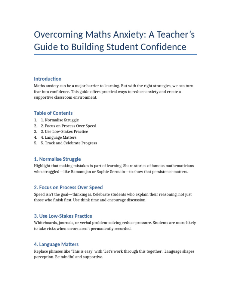 Enhanced Guide 3 Overcoming Maths Anxiety | PDF
