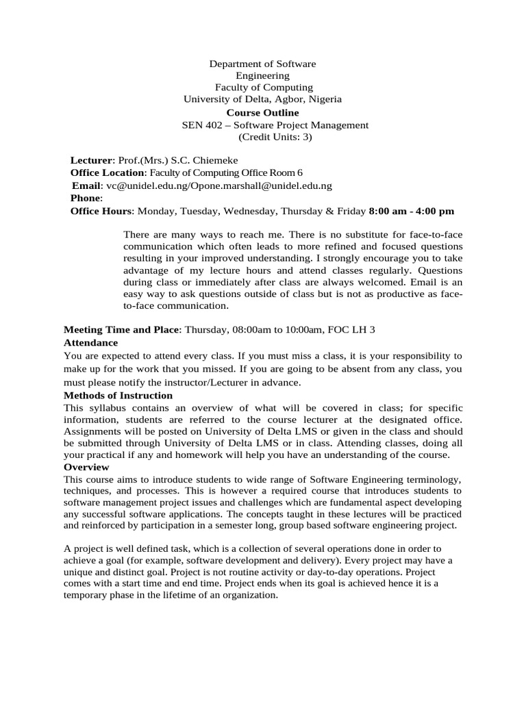 Software Project Management Lecture Note (Week One) | PDF | Project Management | Software ...