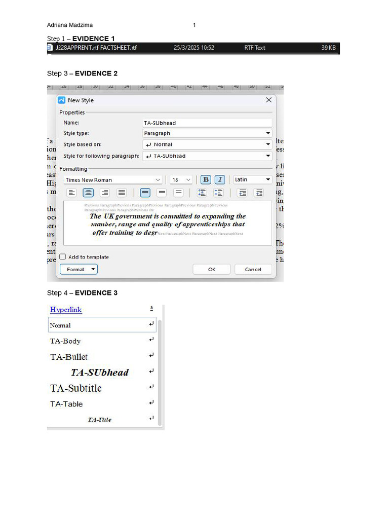 J228EVIDENCE - RTF Adriana Madzima | PDF