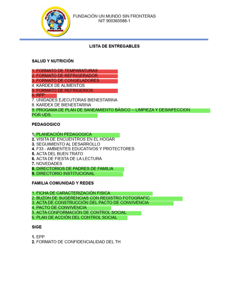 Lista de Entregables Febrero | PDF