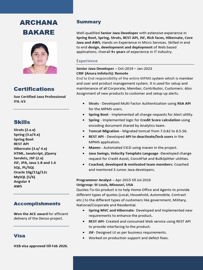 Archana Bakare CV - 24-May-2023 | PDF | Java (Programming Language) | Software