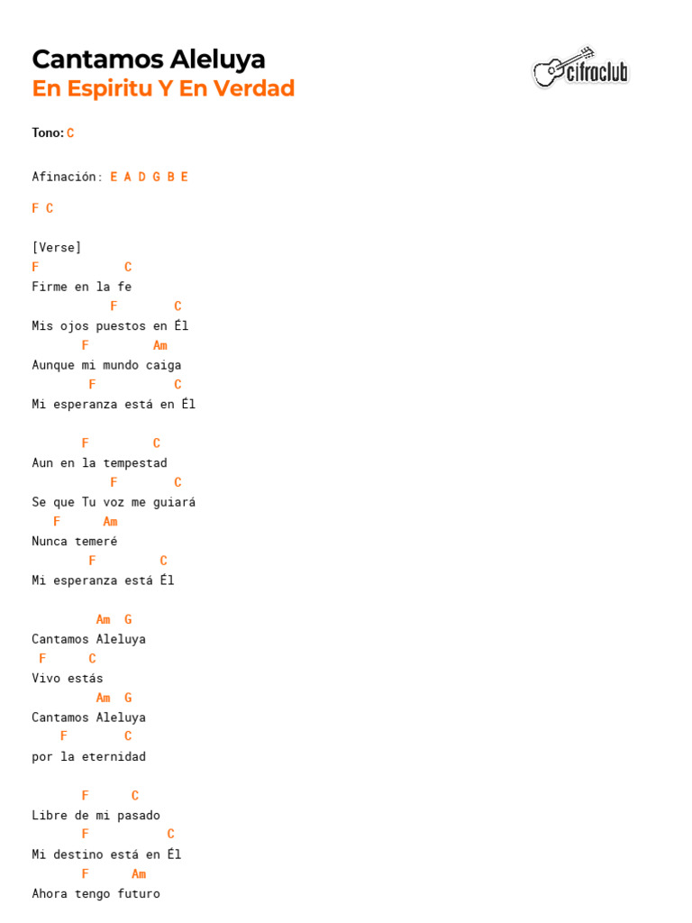 Cifra Club - en Espiritu Y en Verdad - Cantamos Aleluya | PDF