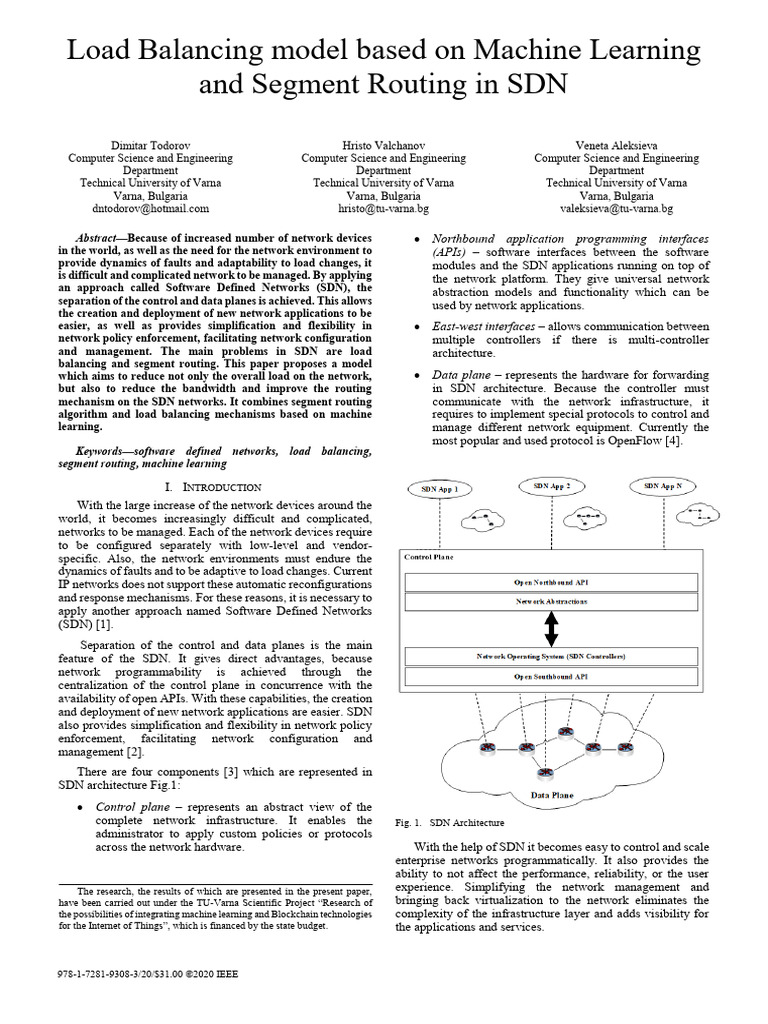 Load Balancing Model Based On Machine Learning And Segment Routing In