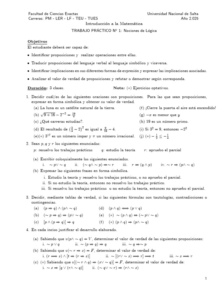 TP01 Im 2025 | PDF | Proposición | Verdad