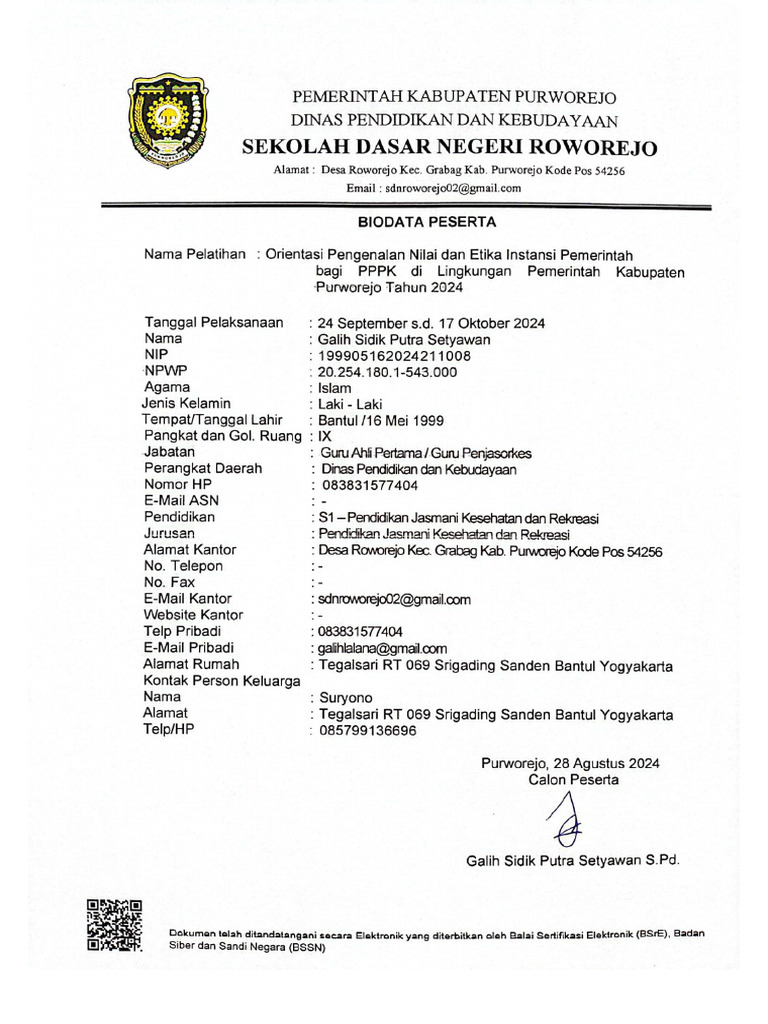 Biodata Peserta FIKS | PDF