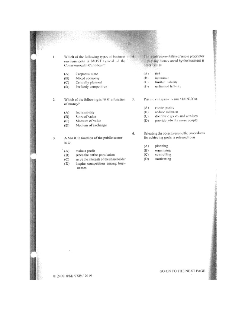 Pob June 2019 p1 | PDF