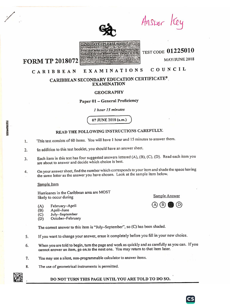 Geo 2018 P1 Ans | PDF