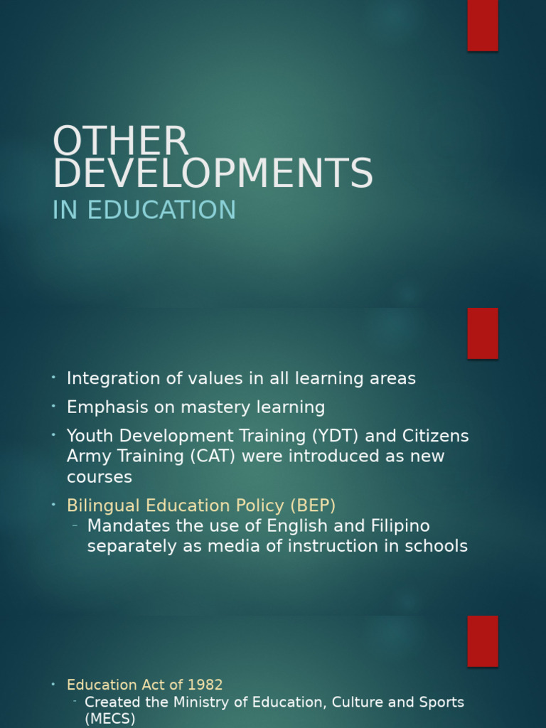 Prof. Educ. 3 Other Developments in Education | PDF | Curriculum | Learning