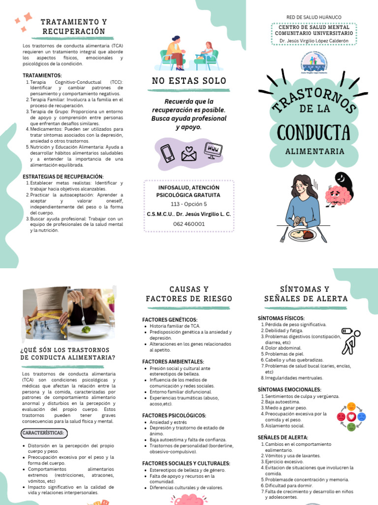 Triptico de Trastorno de Conducta Alimentaria | PDF | Terapia de conducta cognitiva | Ansiedad