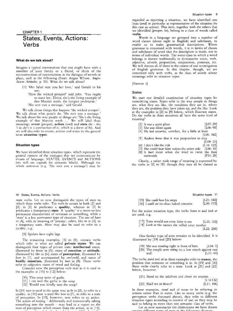 Understanding Verbs: States, Events, Actions | PDF | Grammatical Number ...