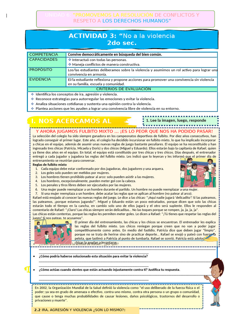 2° DPCC - Actv.03-Unid.6 2023 | PDF | Ira | Agresión