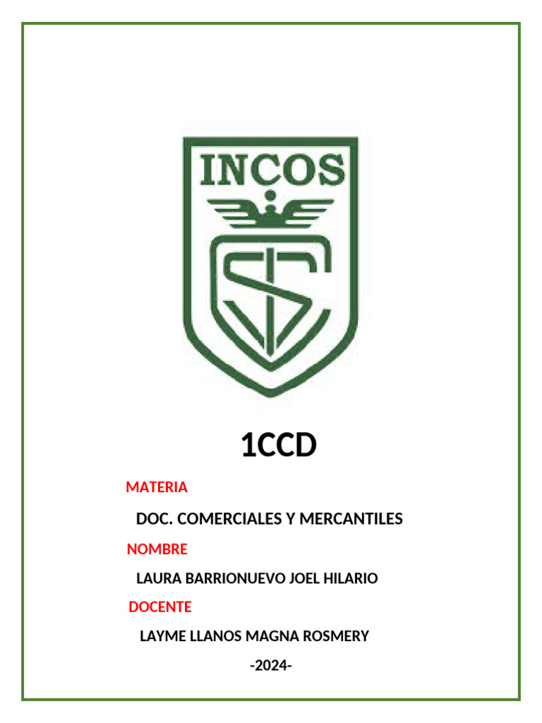 Caratula Incos Doc. Comerciales | PDF