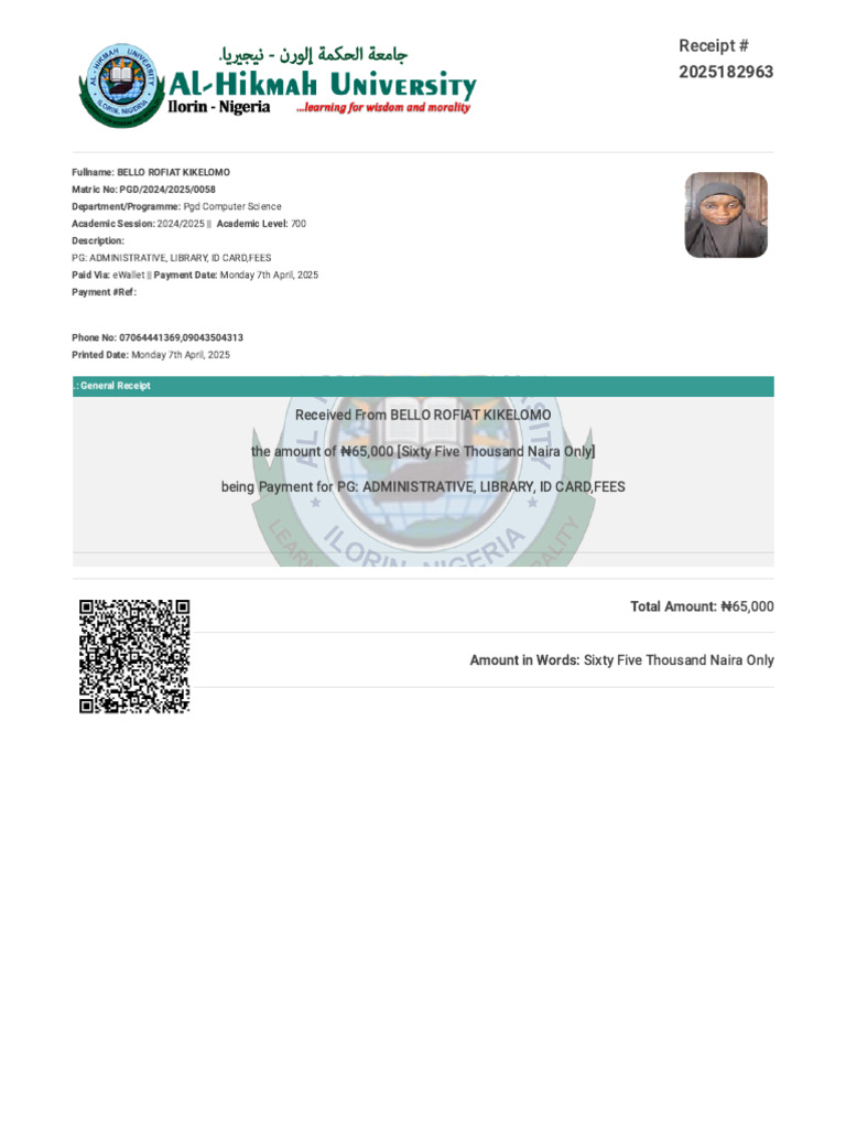 Bills & Payment Receipts - Bello Rofiat Kikelomo | PDF