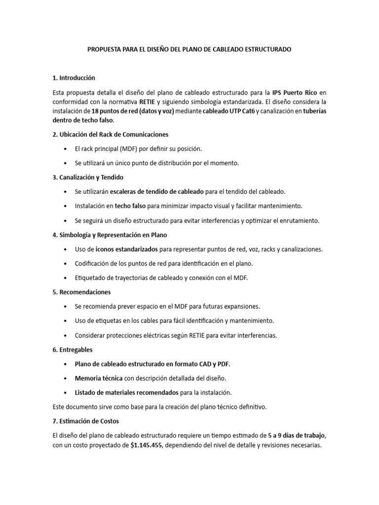 Propuesta Para El Diseño Del Plano De Cableado Estructurado Pdf 4838